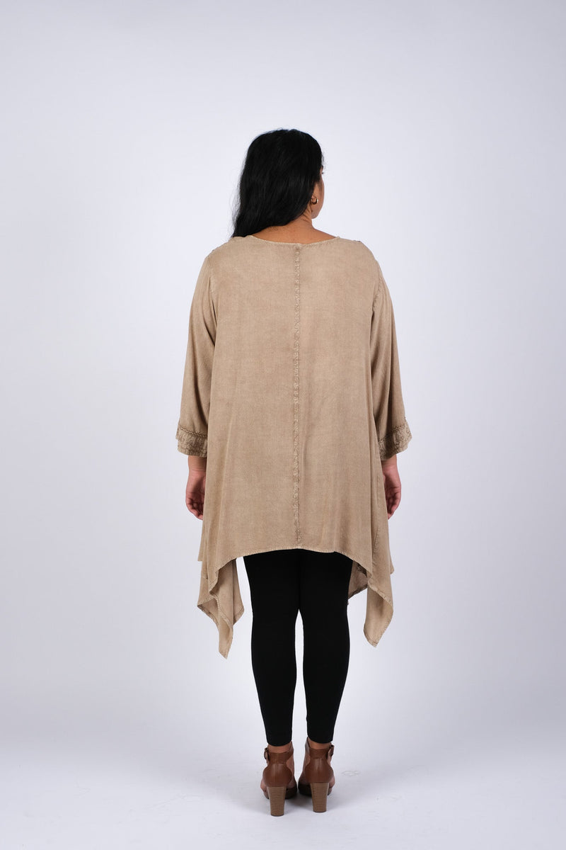 225235XXL Embroidered Artisan Camel Tunic XXL – Sacred Threads, Inc