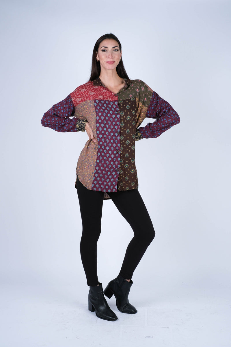 224612 Patchwork Button-Down Rayon Shirt – Sacred Threads, Inc