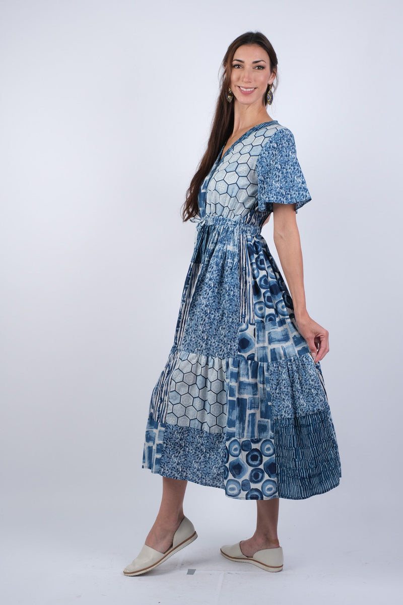 225268 Saphire Ocean Patchwork Wanderer Dress – Sacred Threads, Inc